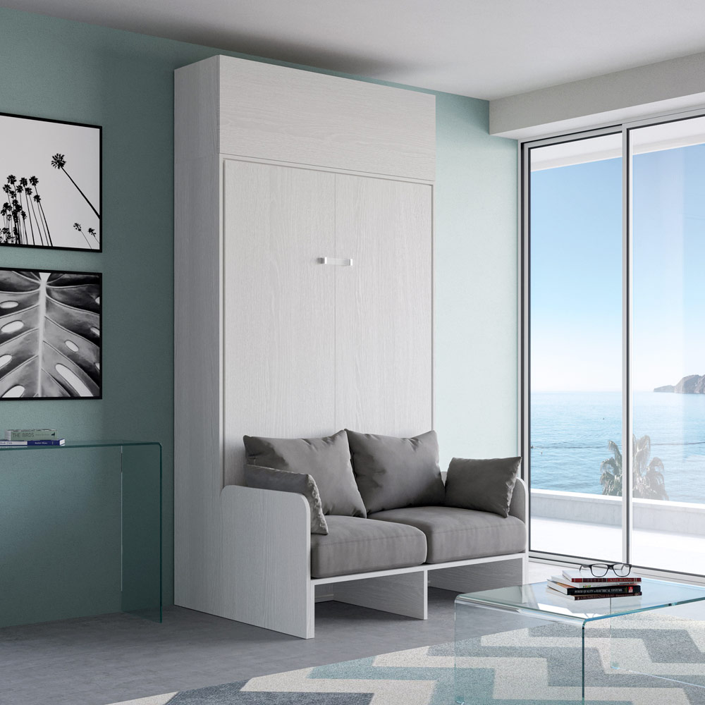 Lit français escamotable vertical avec canapé et unité murale ...