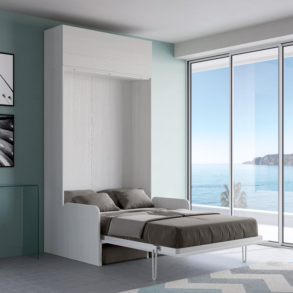 Lit français escamotable vertical avec canapé et unité murale ...