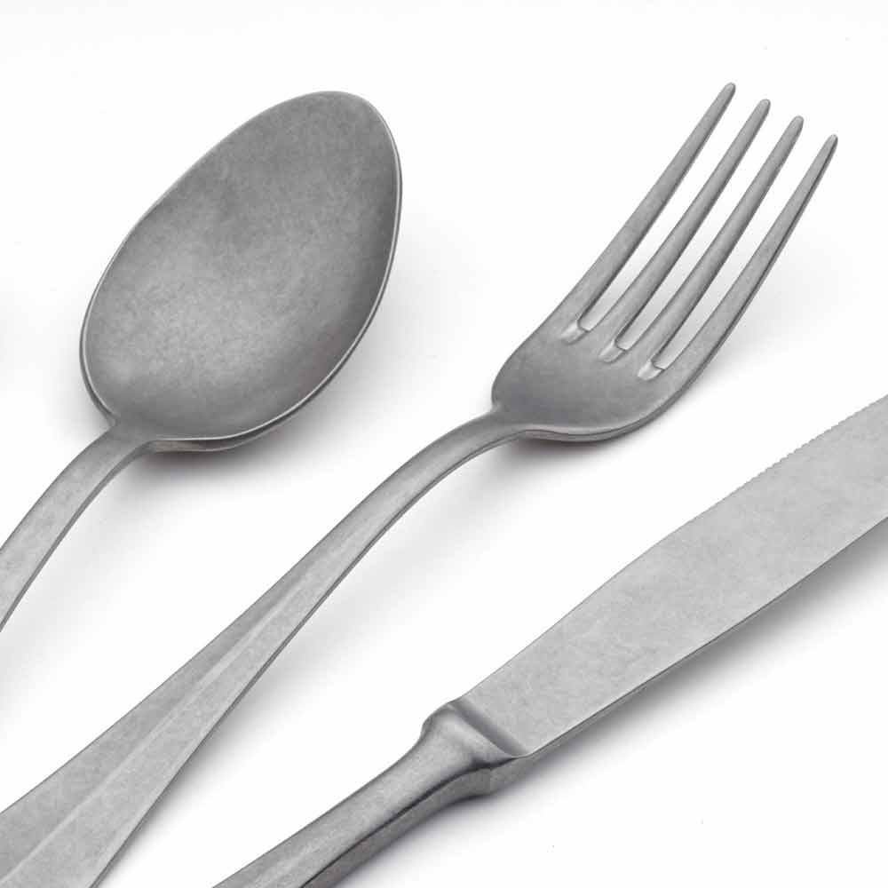 24 couverts en acier inoxydable design de luxe style rétro vintage