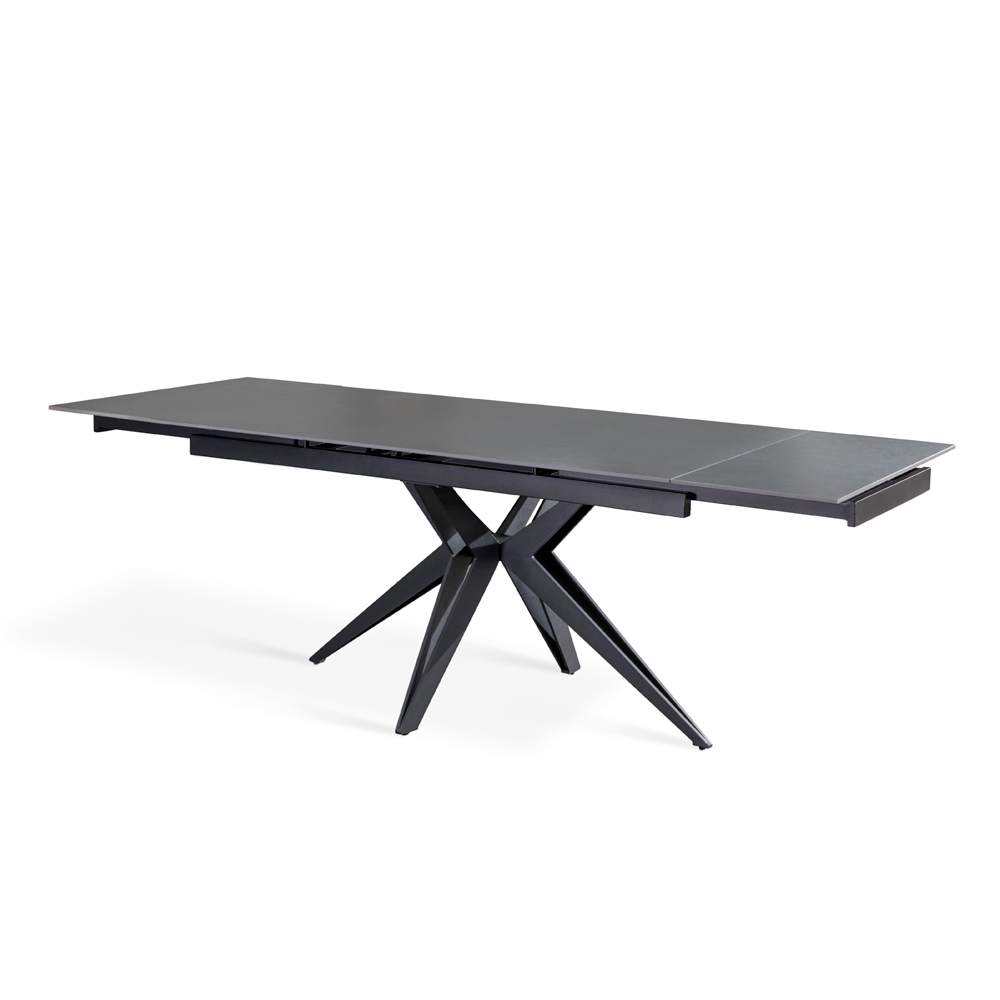Table extensible jusqu'à 240 cm en céramique et piètement métal