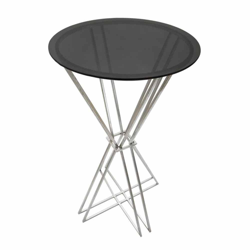 Table de Bar Ronde diamètre 60 cm Style Moderne en Fer et Verre