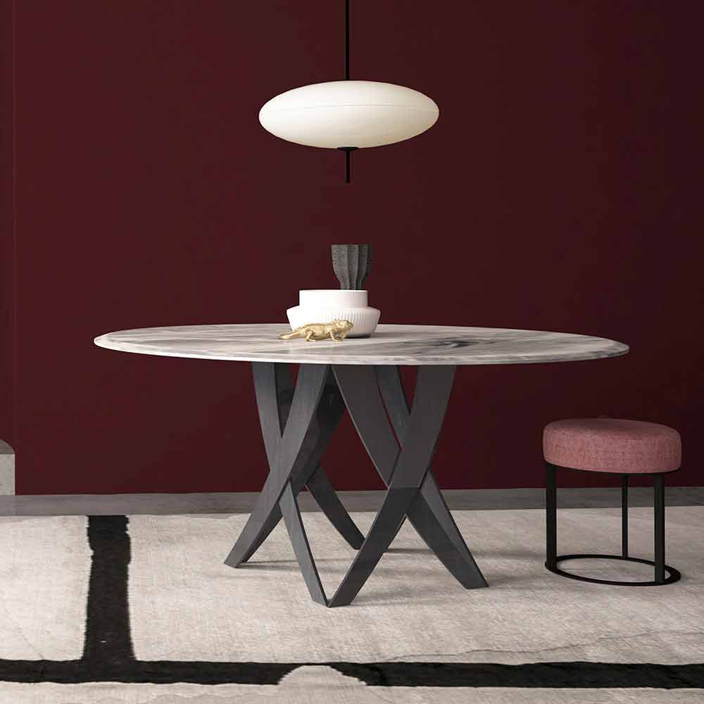 Table Ronde de Design en Marbre Imperial Grey Made in Italy
