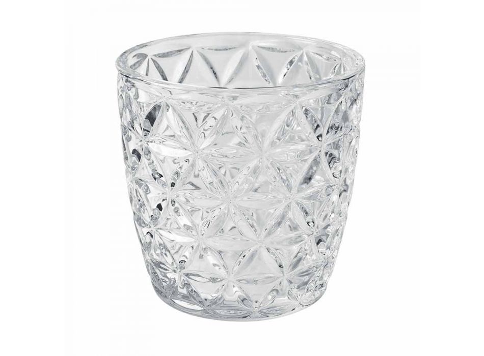 Verres à eau en verre transparent et décorations design en relief