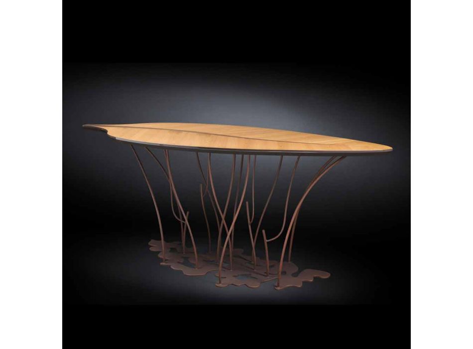 Console design fabriquée à la main en chêne et placage de noyer Fenice