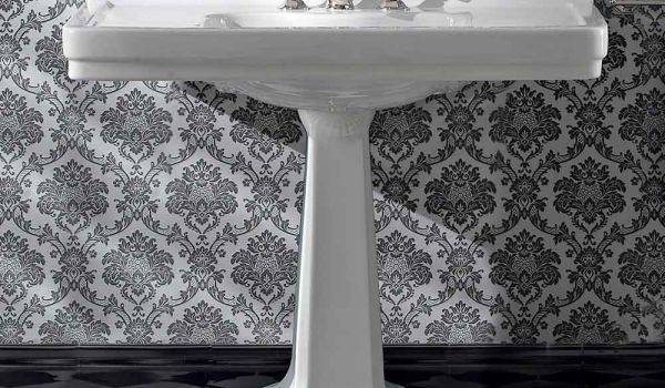 Lavabo console sur colonne en céramique vintage Made in Italy