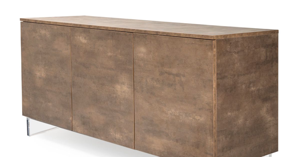 Buffet avec 3 portes en mélamine et pieds en plexiglas