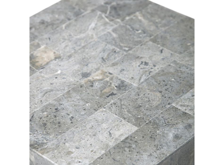 Table basse haute moderne avec structure en pierre fossile grise