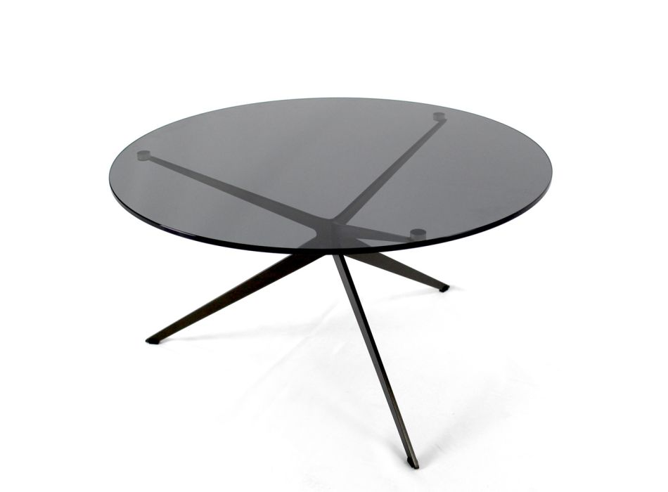 Table basse avec plateau rond en verre
