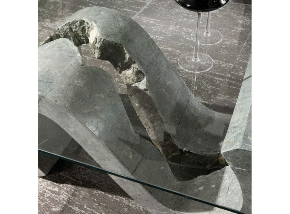 Table basse rectangulaire avec plateau en verre transparent