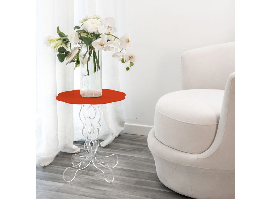 Table d'appoint ronde rouge 36 cm Janis, design moderne, fabriqué en Italie