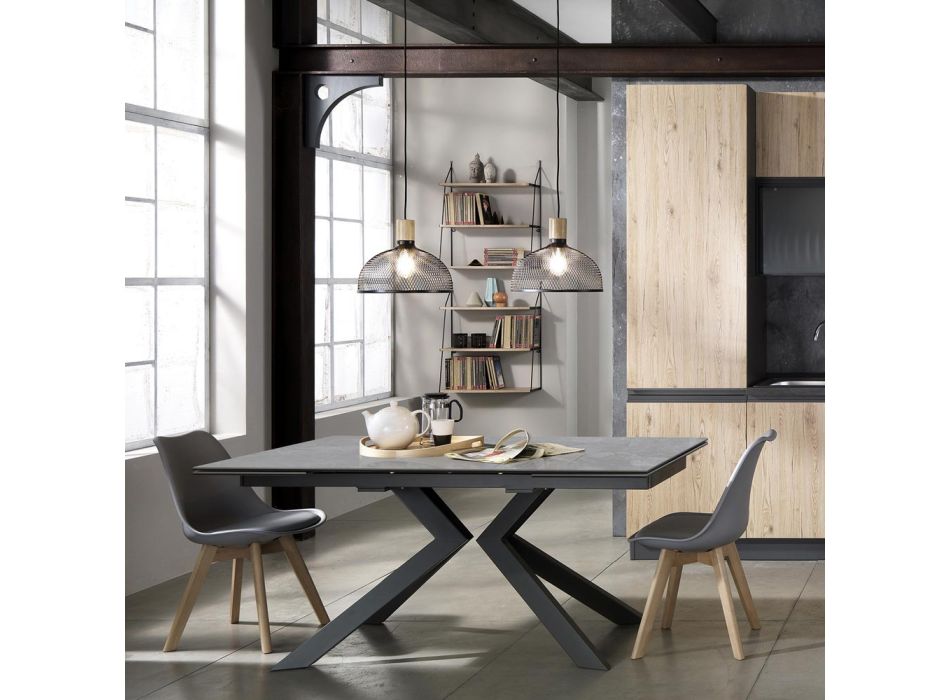 Table extensible jusqu'à 240 cm en céramique finition marbre