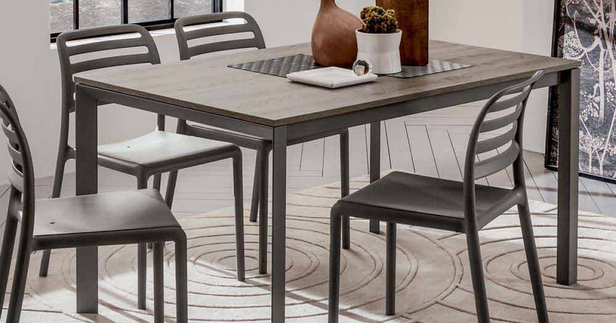 Table de cuisine en mélamine et métal Made in Italy