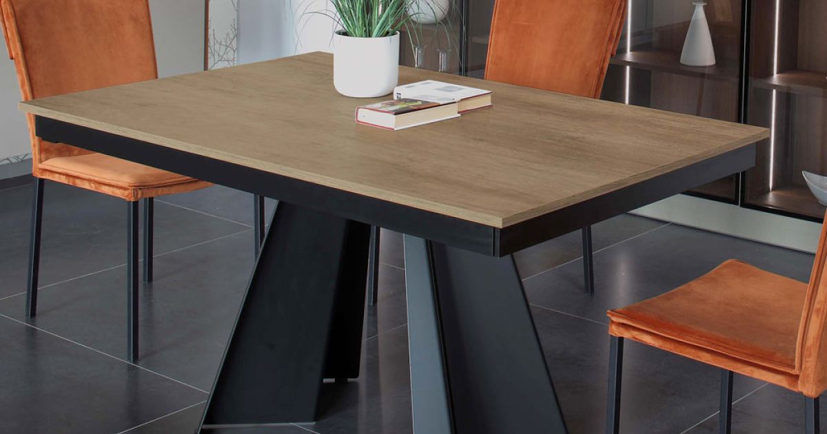 Table à manger qui se rallonge et s'élargit en mélamine