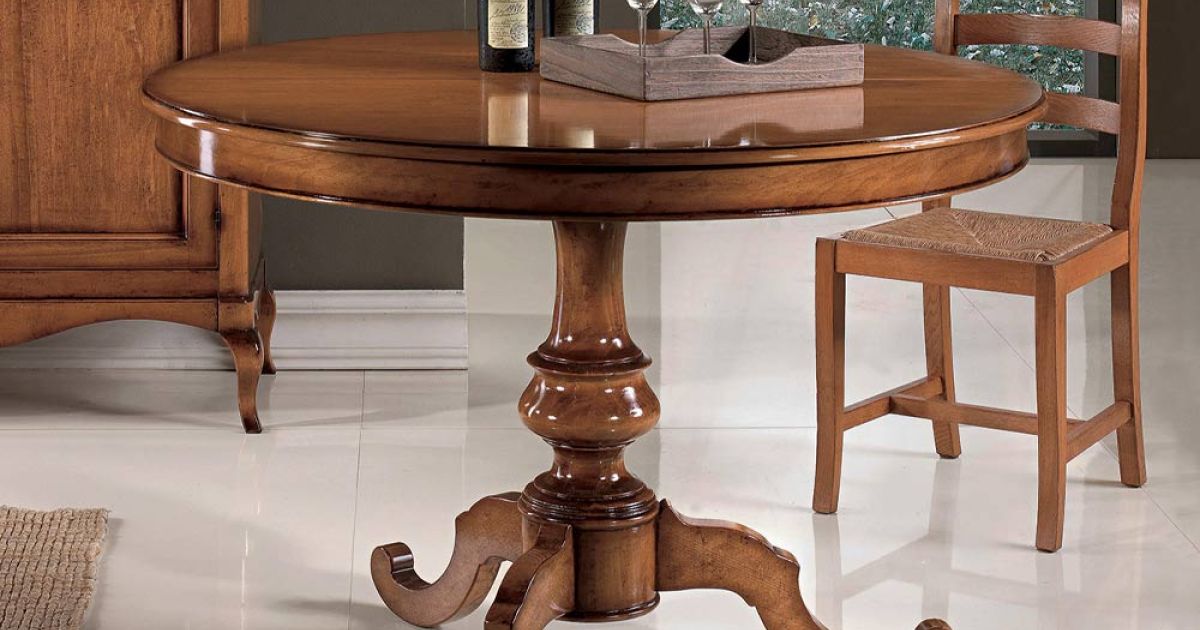 Table de salon ronde extensible en noyer