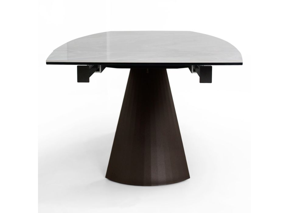 Table de salon extensible avec plateau en tonneau en céramique
