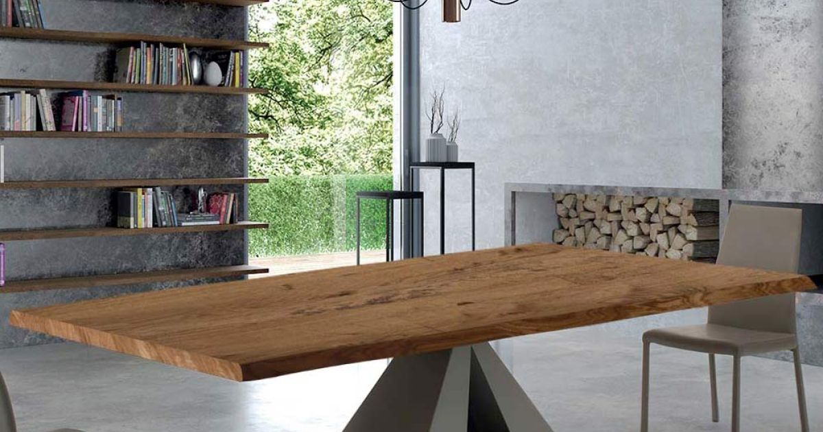 Table de Cuisine en Bois Plaqué et Acier Made in Italy