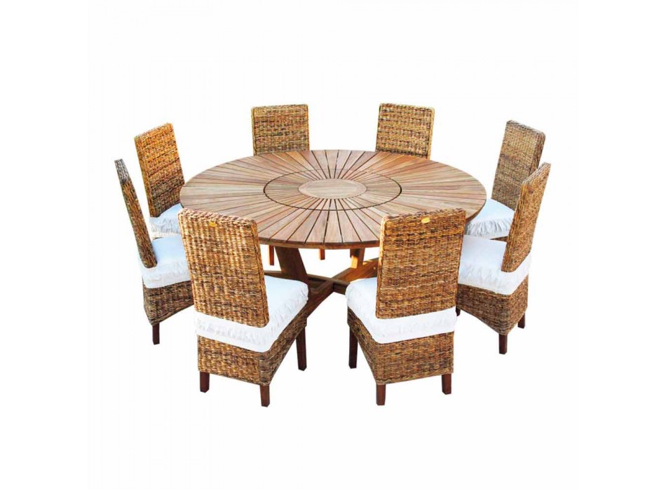 Grande table ronde de jardin en teak massif Real Table