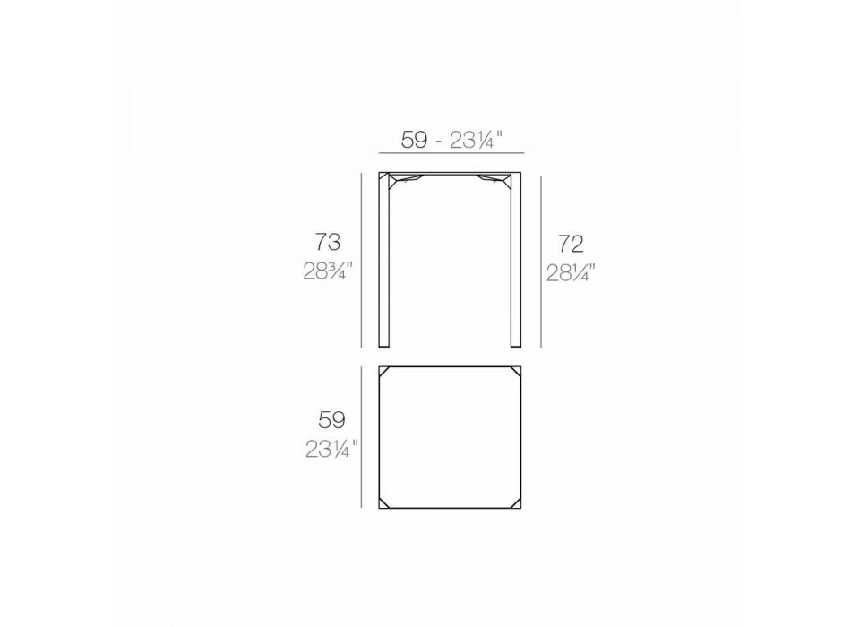 Vondom Quartz table de jardin carrée en polyamide, de design moderne